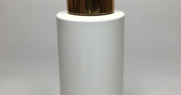 100ml White Cylinder Bottle with Gold & Black Atomiser