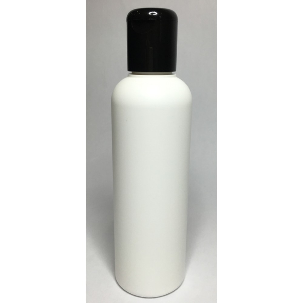 150ml White HDPE Tall Boston With Black Flip Top Lid