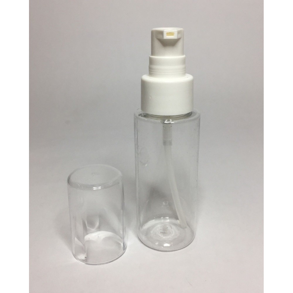 60ml Clear Plastic Cylinder Bottle & White ocercap Pump